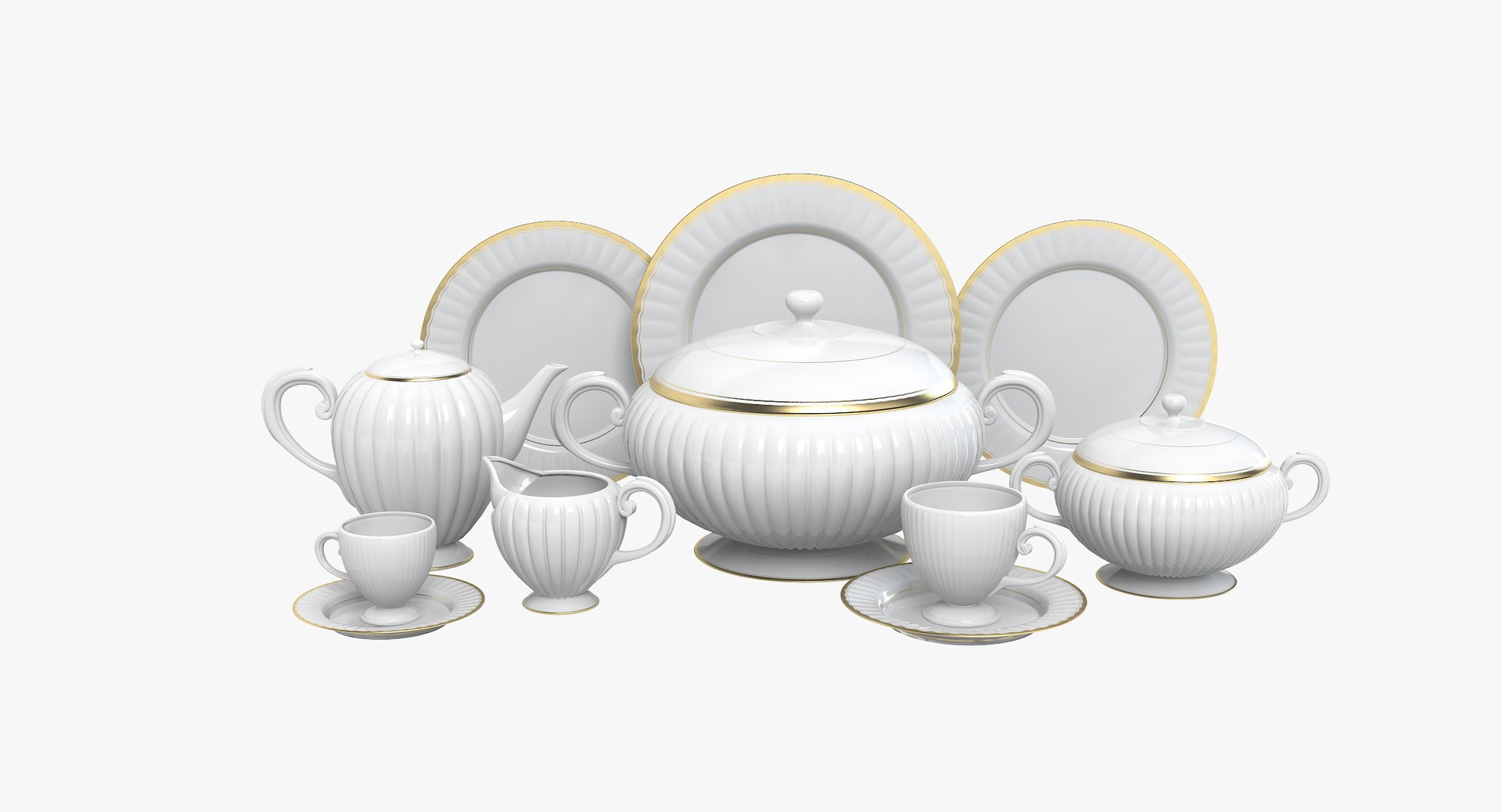 dinner porcelain set 3d model