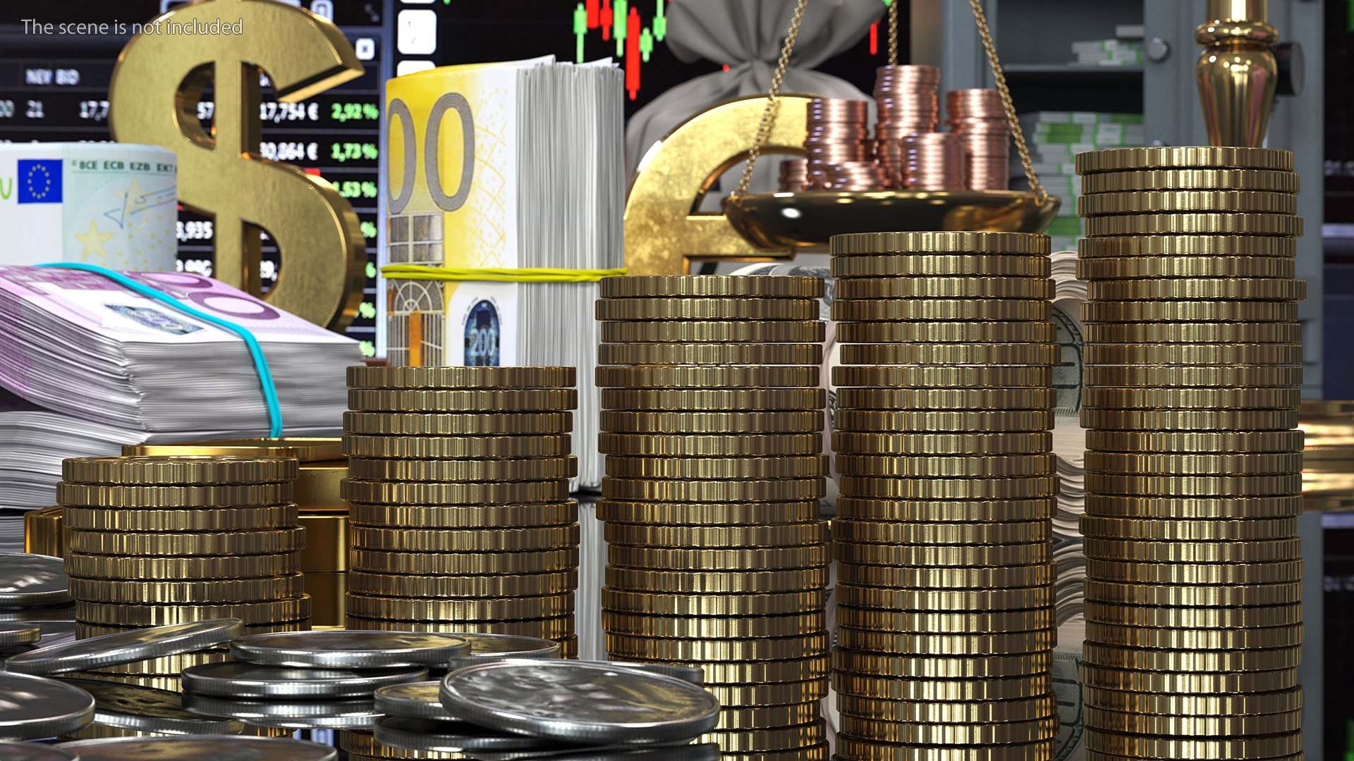 Stacked Coins Set 3D Model - TurboSquid 2071360