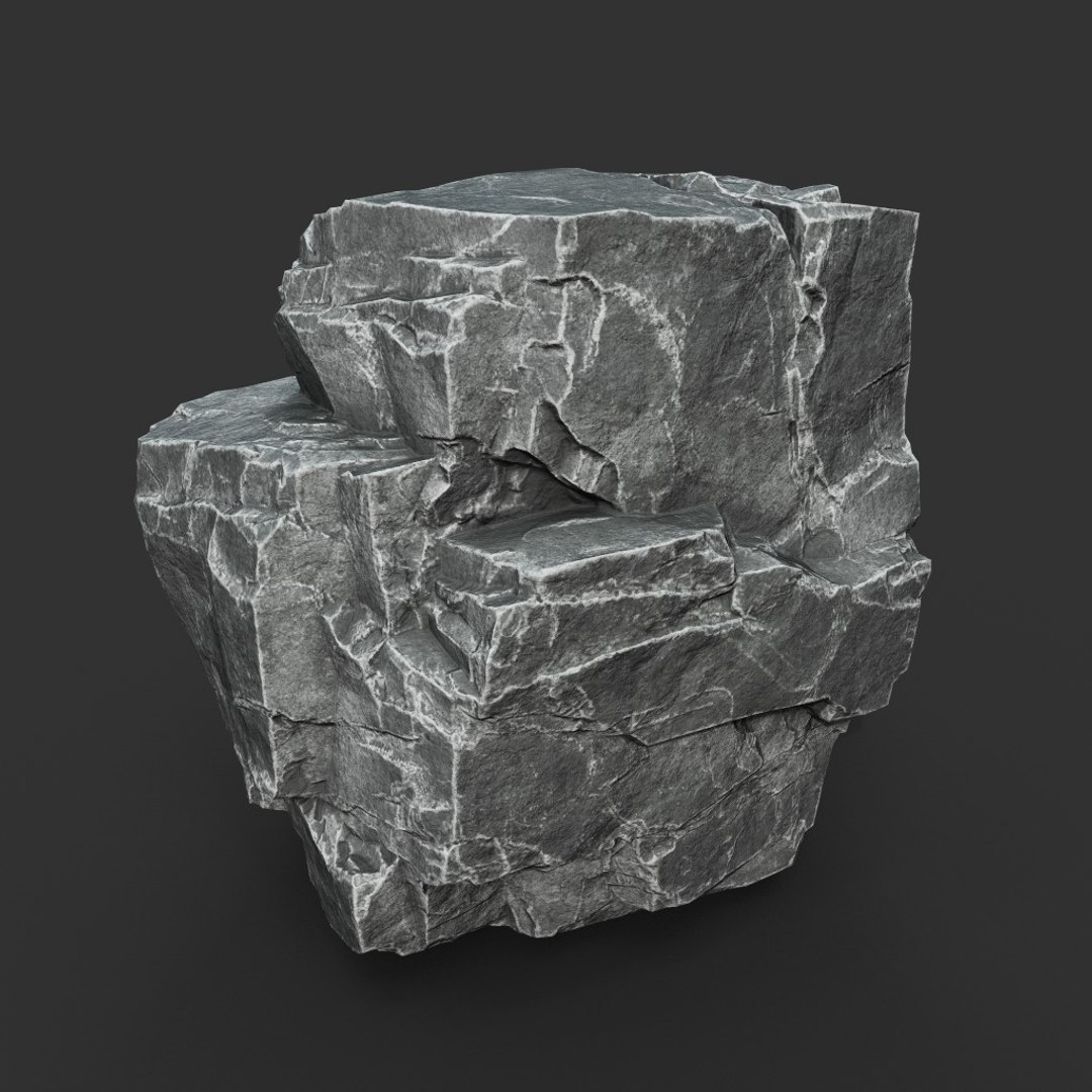 8 Low poly PBR Gray Sharp Rock - Ultra HD 16K Textures 3D model ...