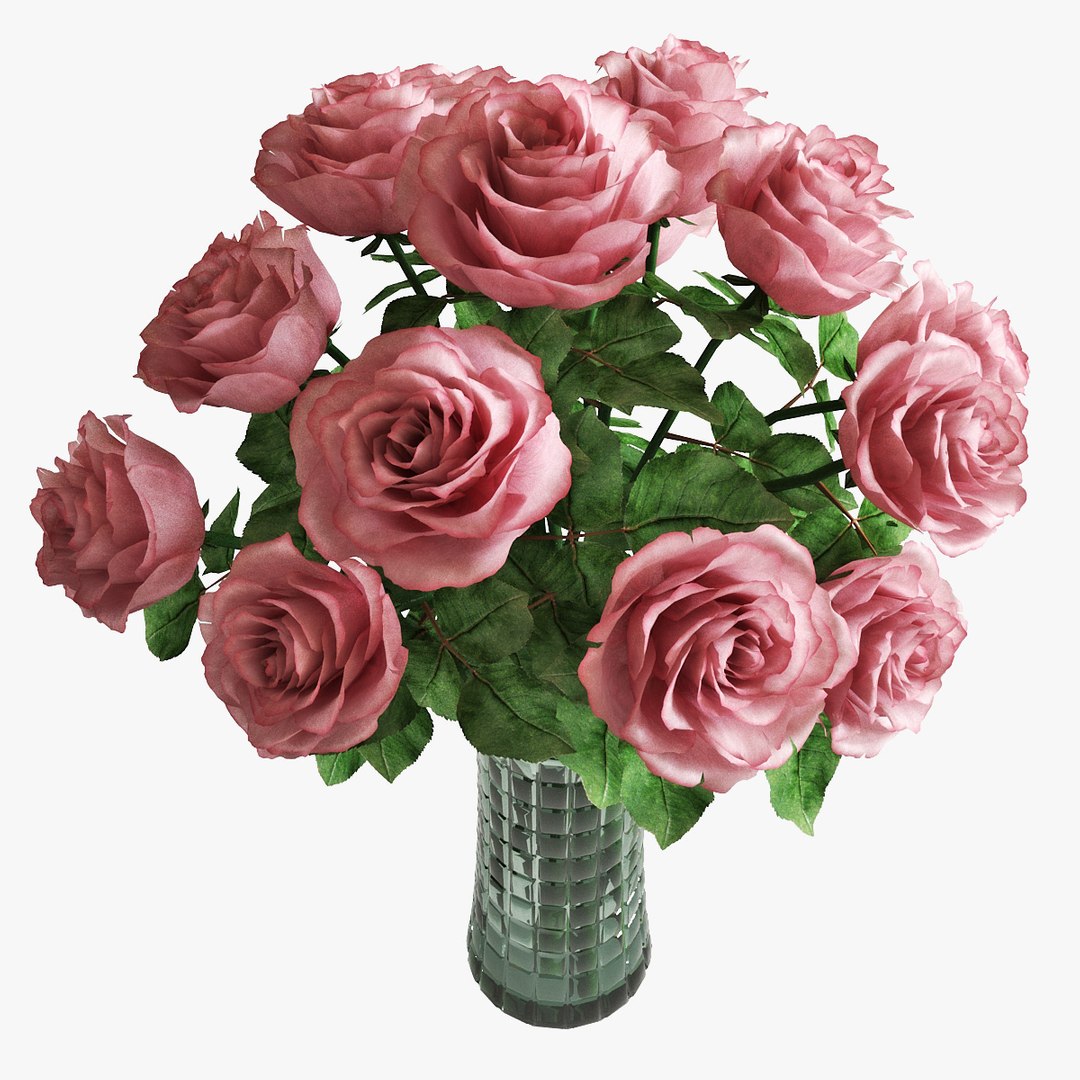 3D Roses Vase - TurboSquid 1682935