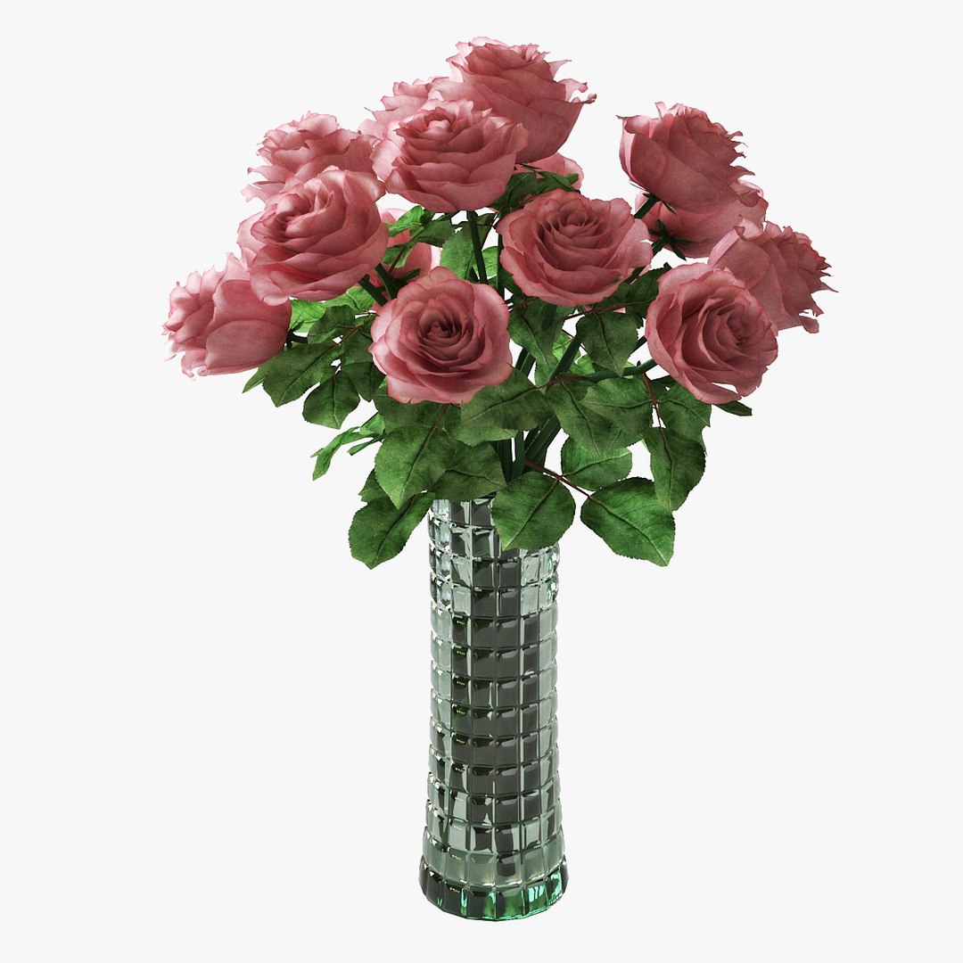 3D Roses Vase - TurboSquid 1682935