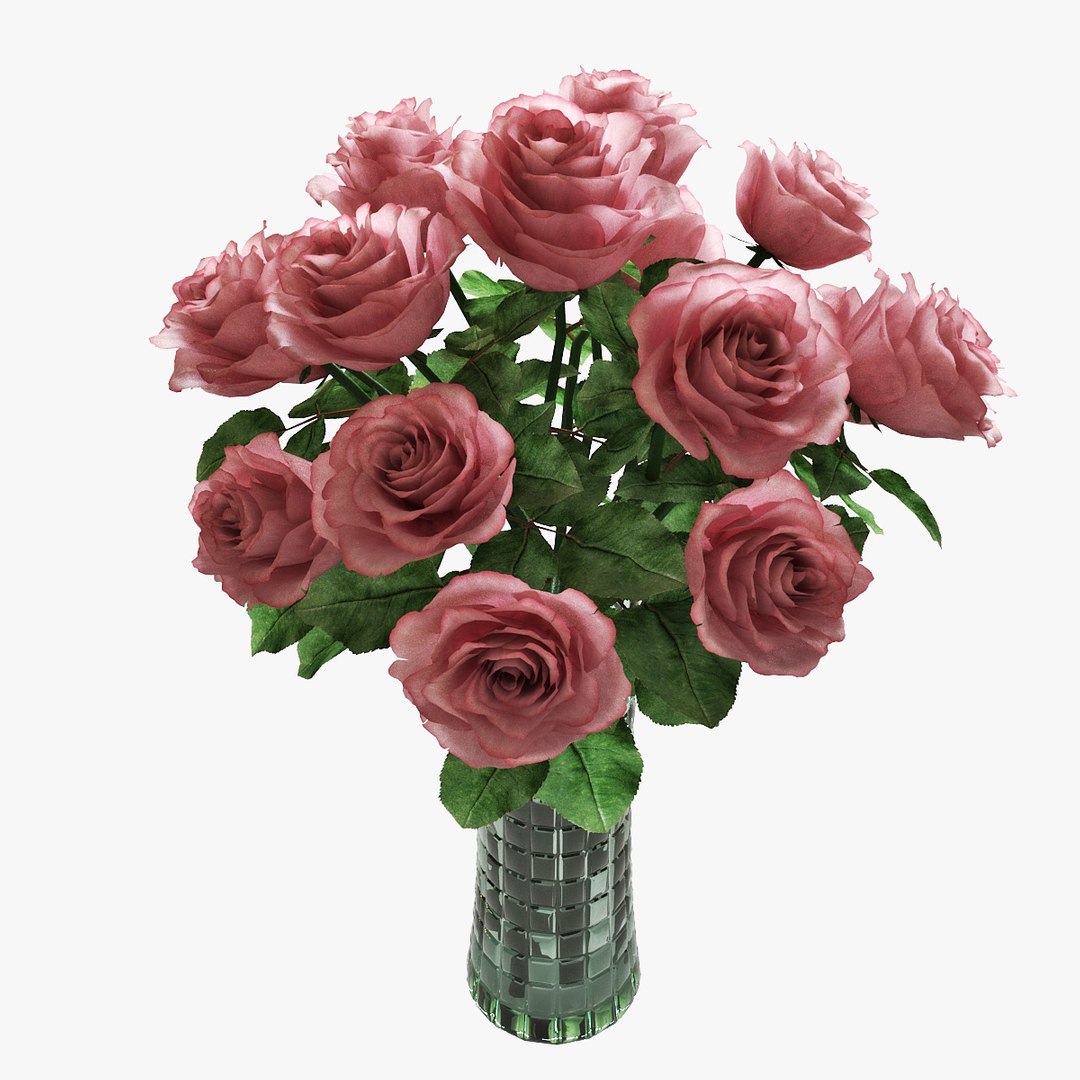 3D Roses Vase - TurboSquid 1682935