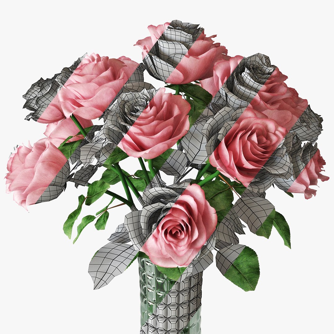 3D Roses Vase - TurboSquid 1682935