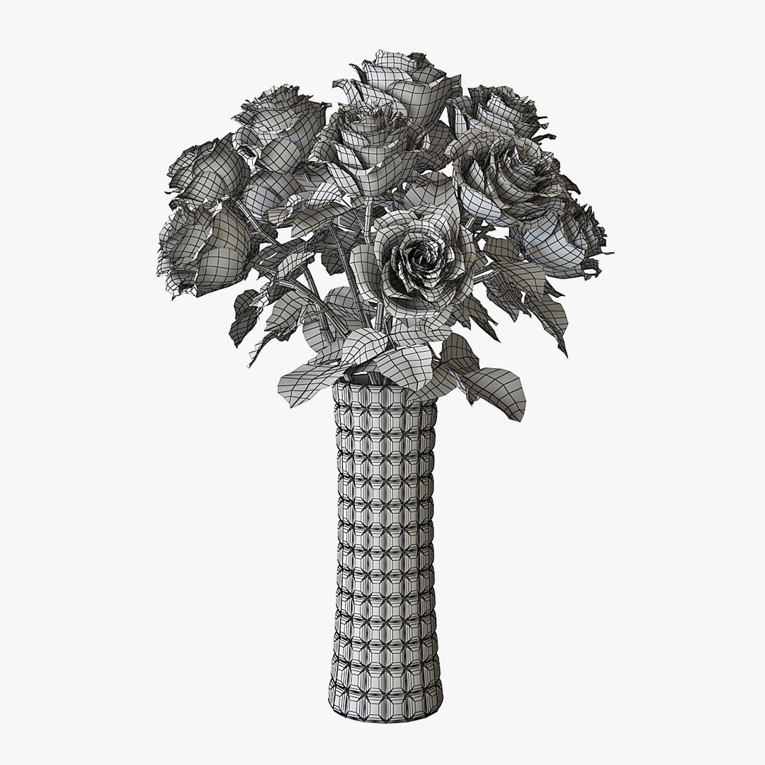 3D Roses Vase - TurboSquid 1682935