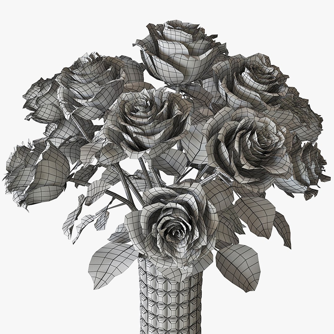 3D Roses Vase - TurboSquid 1682935