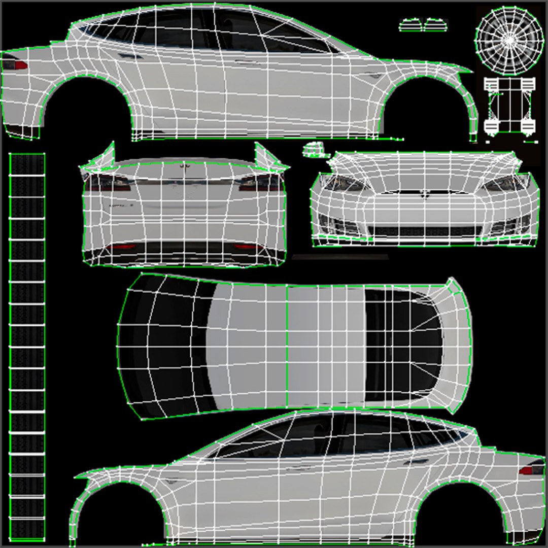 3d model pack low-poly tesla s