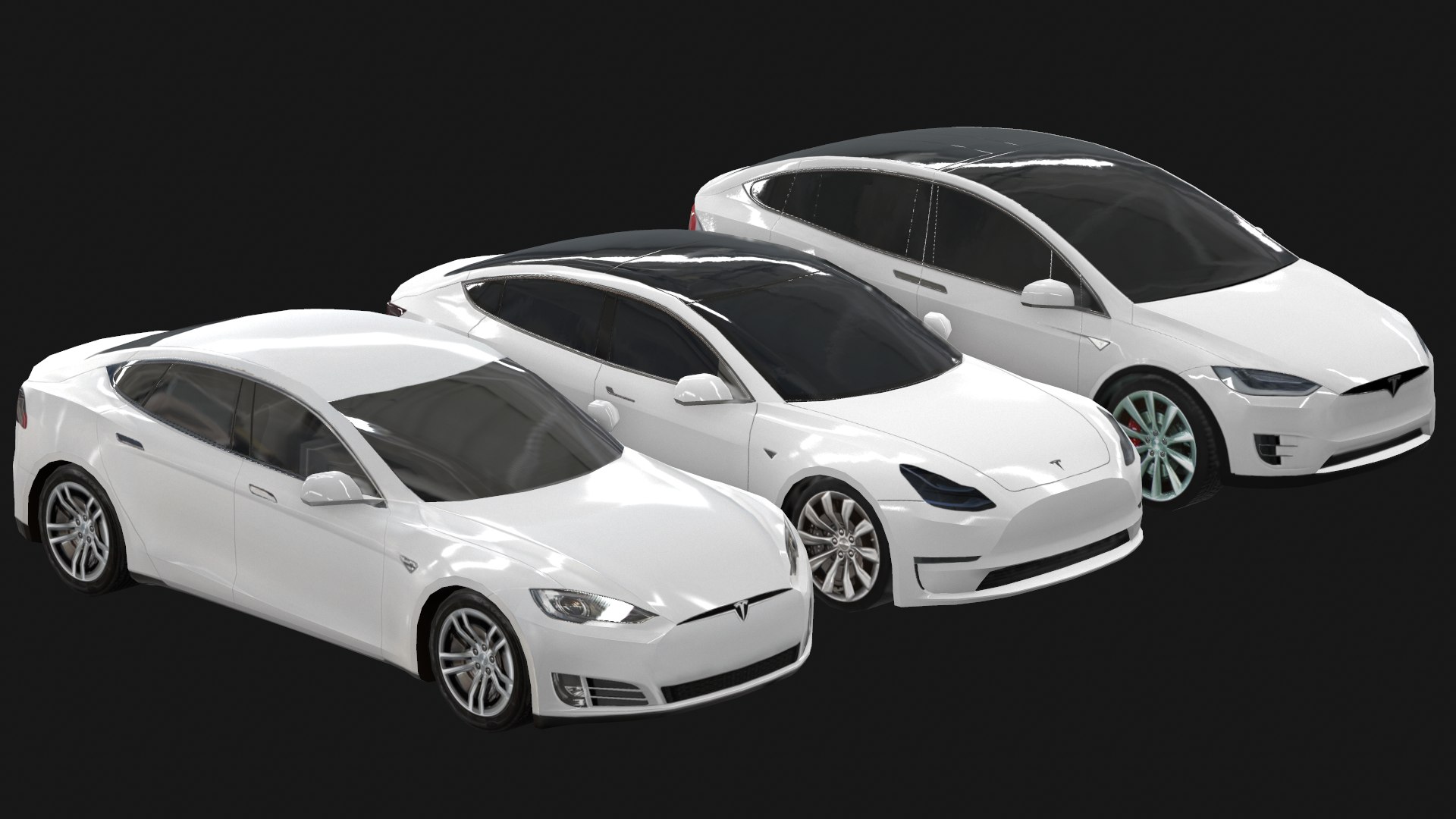3d model pack low-poly tesla s