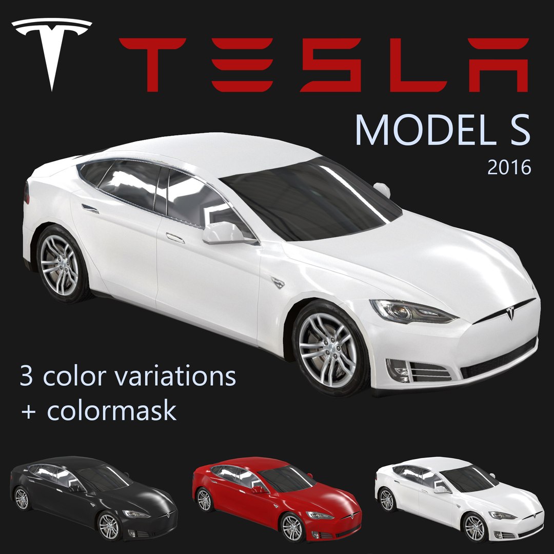 3d model pack low-poly tesla s