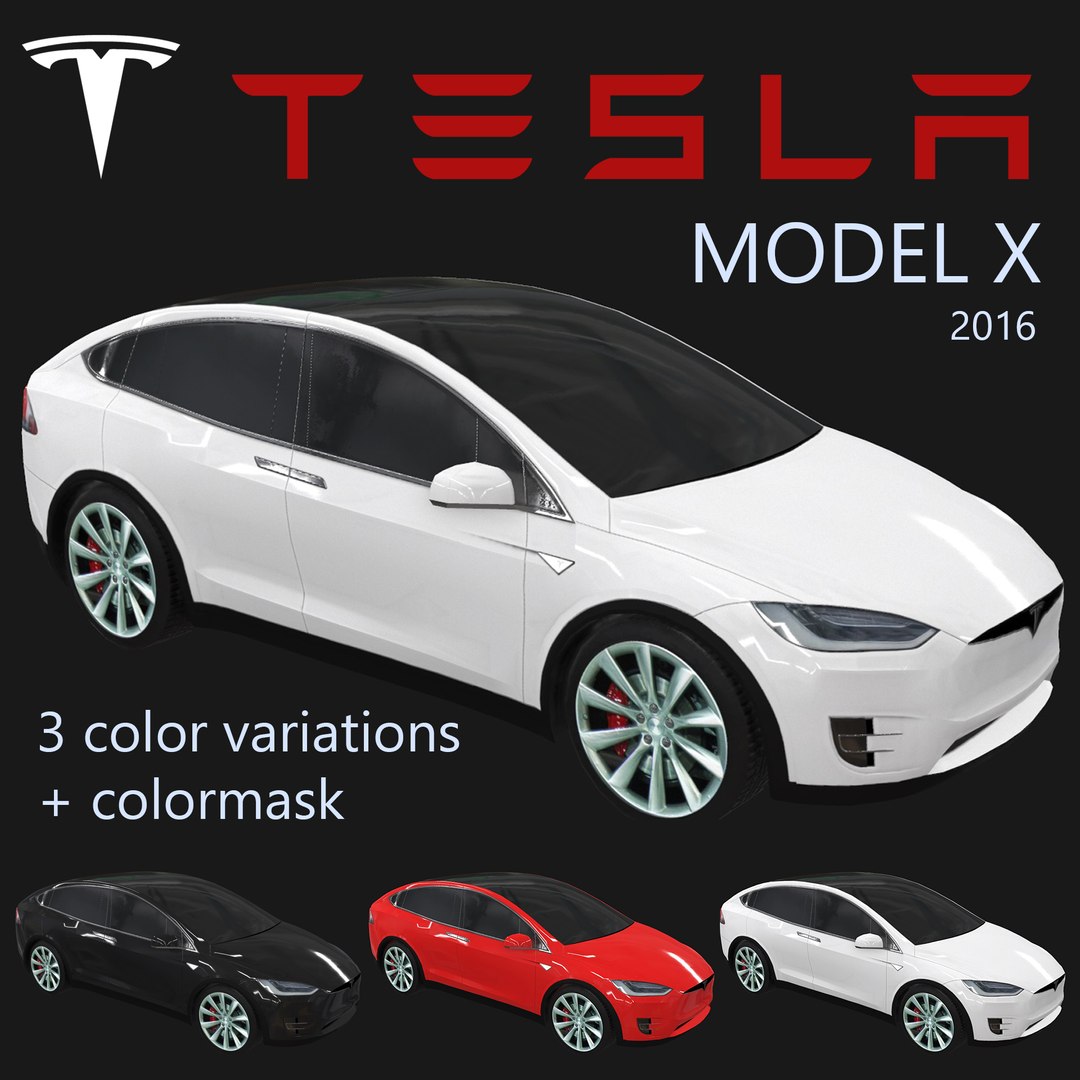 3d model pack low-poly tesla s