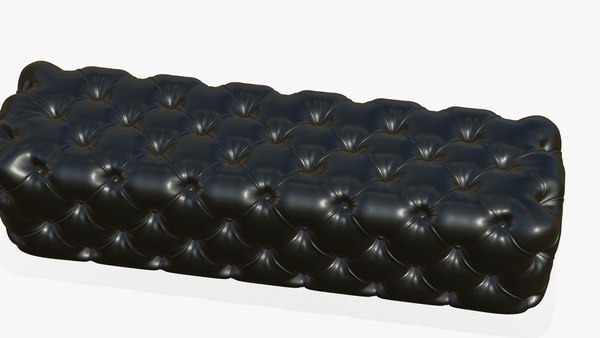 3D Chesterfield Leather Bench With Brown Sofa model - TurboSquid 1904560