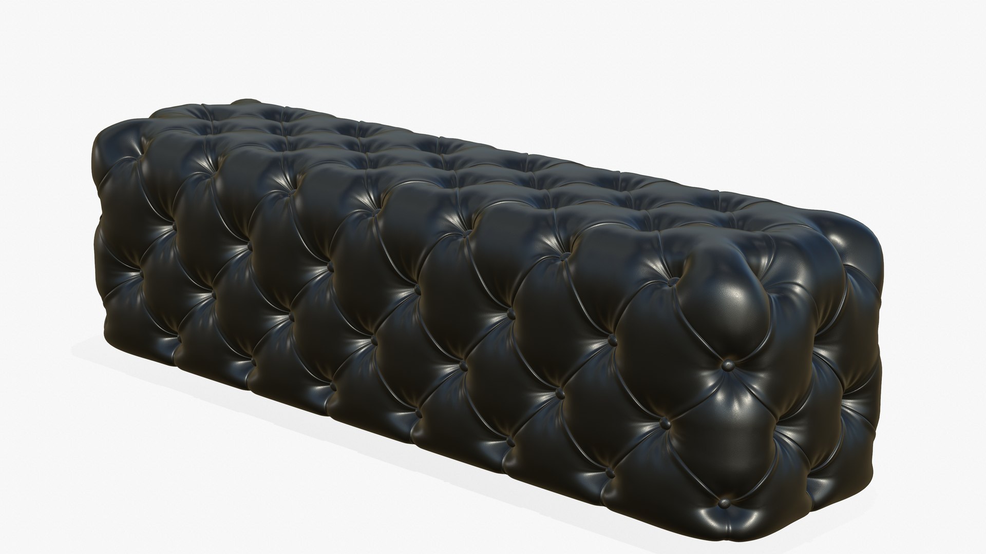 3D Chesterfield Leather Bench With Brown Sofa model - TurboSquid 1904560