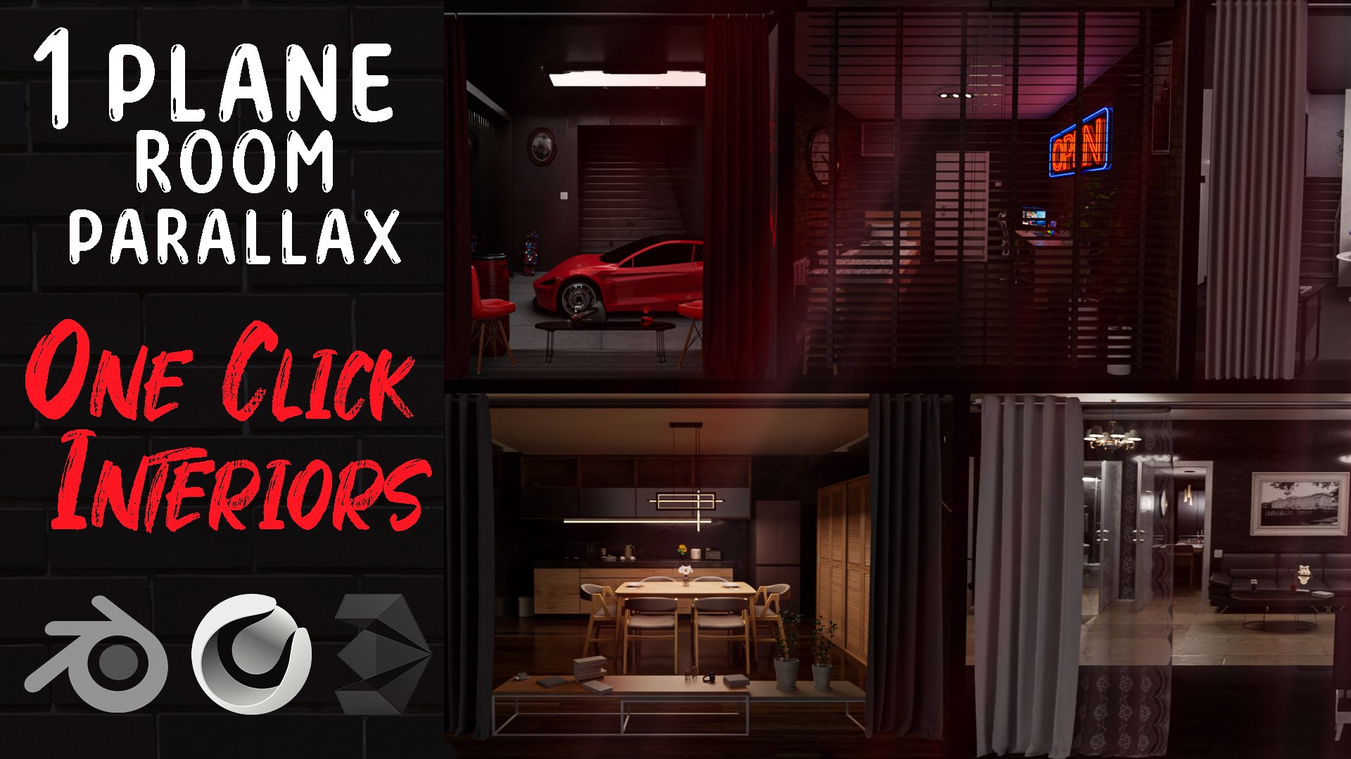 3D Parallax Room Pack One Click Interiors 2020 KPACK Windows Model - TurboSquid 1807034