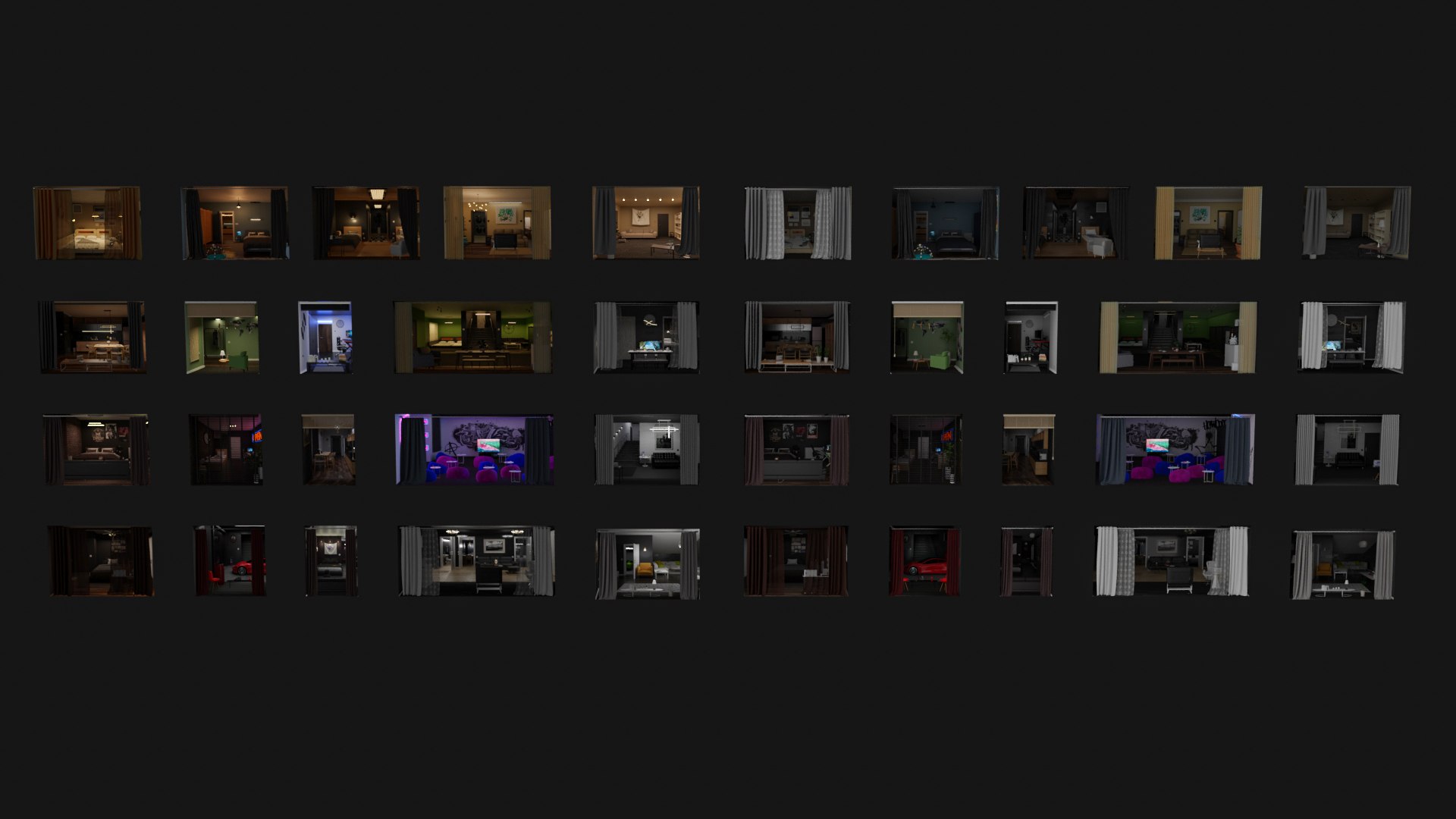 3D Parallax Room Pack One Click Interiors 2020 KPACK Windows Model - TurboSquid 1807034