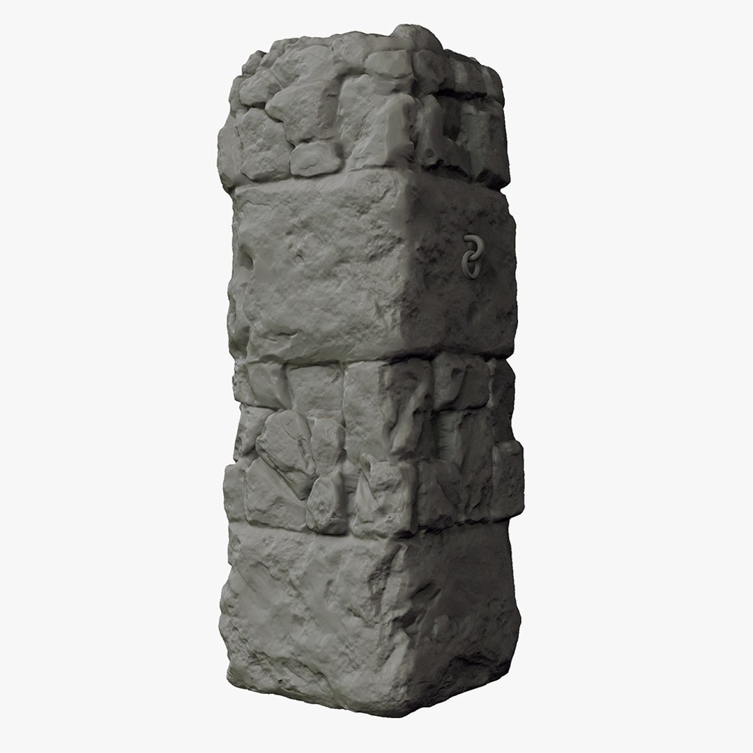 3d Ancient Stone Pillar Model