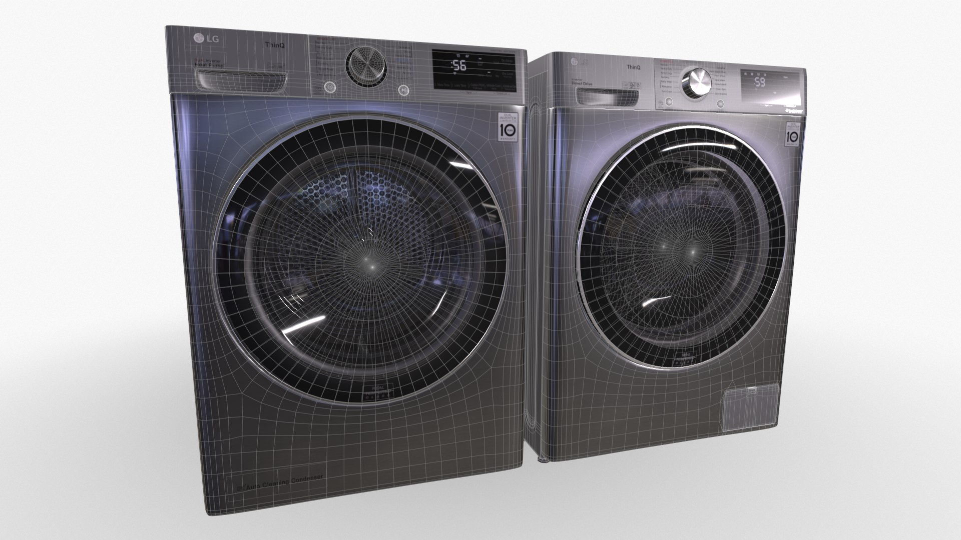 3D LG PBR Smart Washer Dryer Silver - TurboSquid 1980669