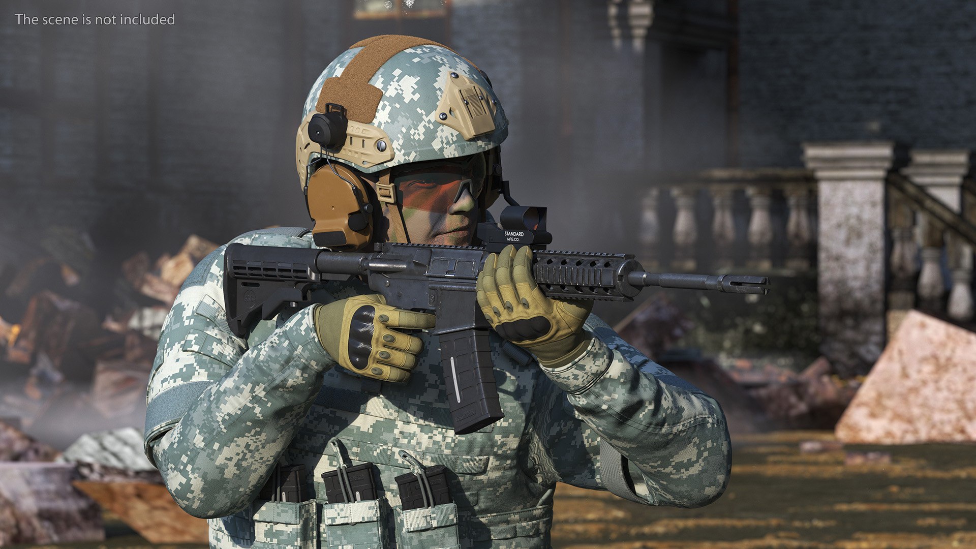 3D Army Soldier In Grey Camo With Rifle Aiming Fur - TurboSquid 2259961