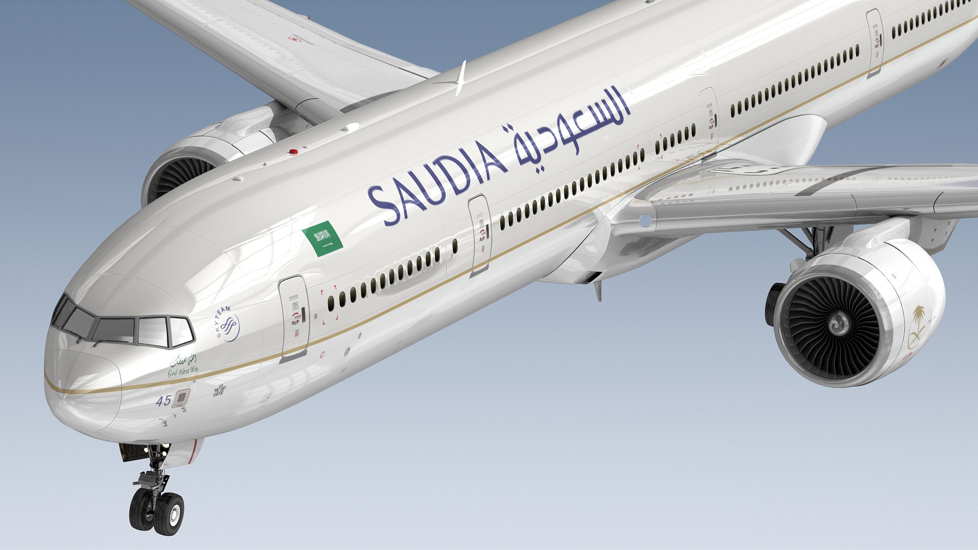 Boeing 777-300 Saudi Arabian Airlines 3D Model - TurboSquid 2127986