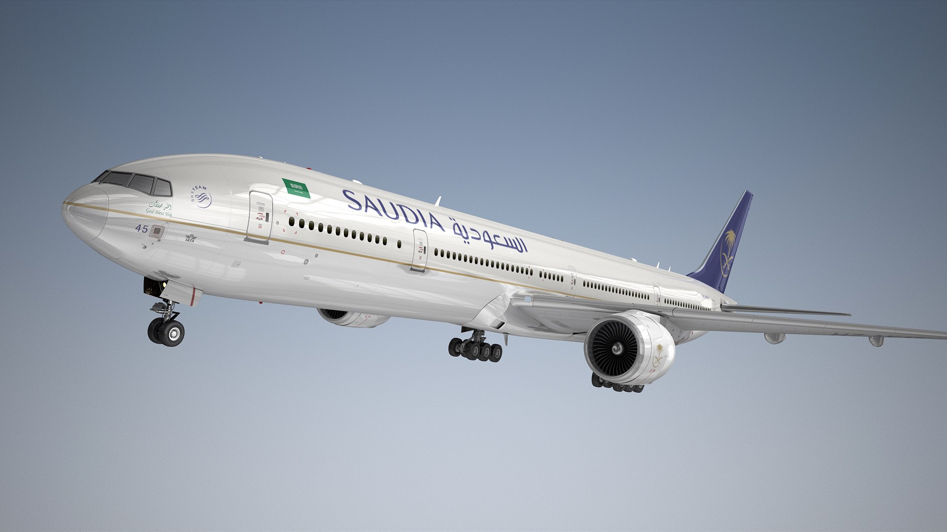 Boeing 777-300 Saudi Arabian Airlines 3D Model - TurboSquid 2127986