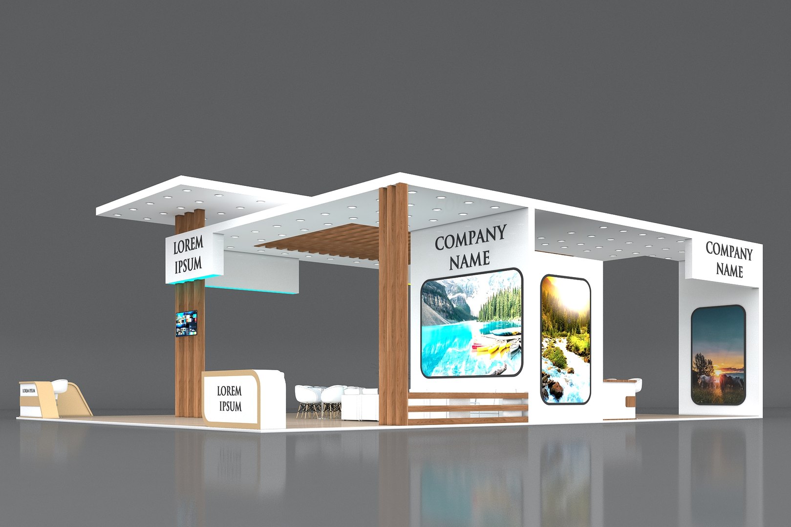 Exhibition Stand Booth Stall 12x16m Height 550cm 4 Side Open 3D ...
