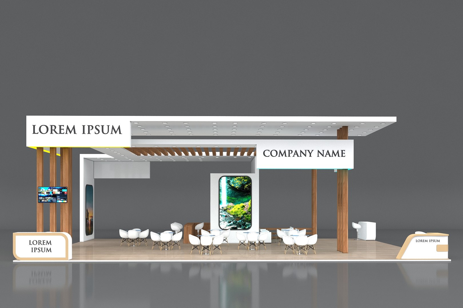 Exhibition Stand Booth Stall 12x16m Height 550cm 4 Side Open 3D ...