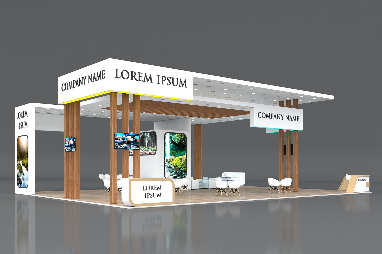 Exhibition Stand Booth Stall 12x16m Height 550cm 4 Side Open 3D ...