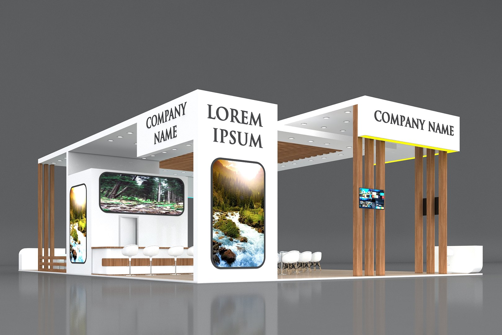 Exhibition Stand Booth Stall 12x16m Height 550cm 4 Side Open 3D ...