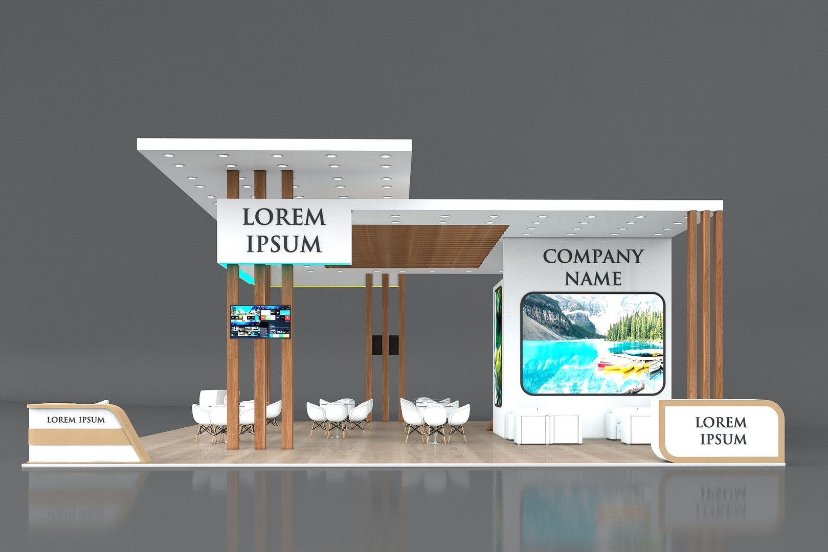 Exhibition Stand Booth Stall 12x16m Height 550cm 4 Side Open 3D ...
