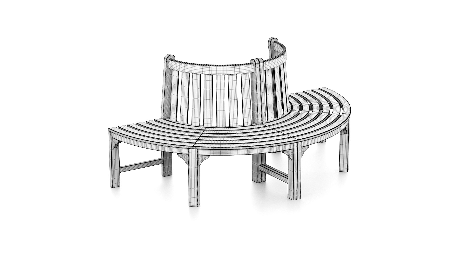 Semi Circular Tree Bench 3D - TurboSquid 2409509