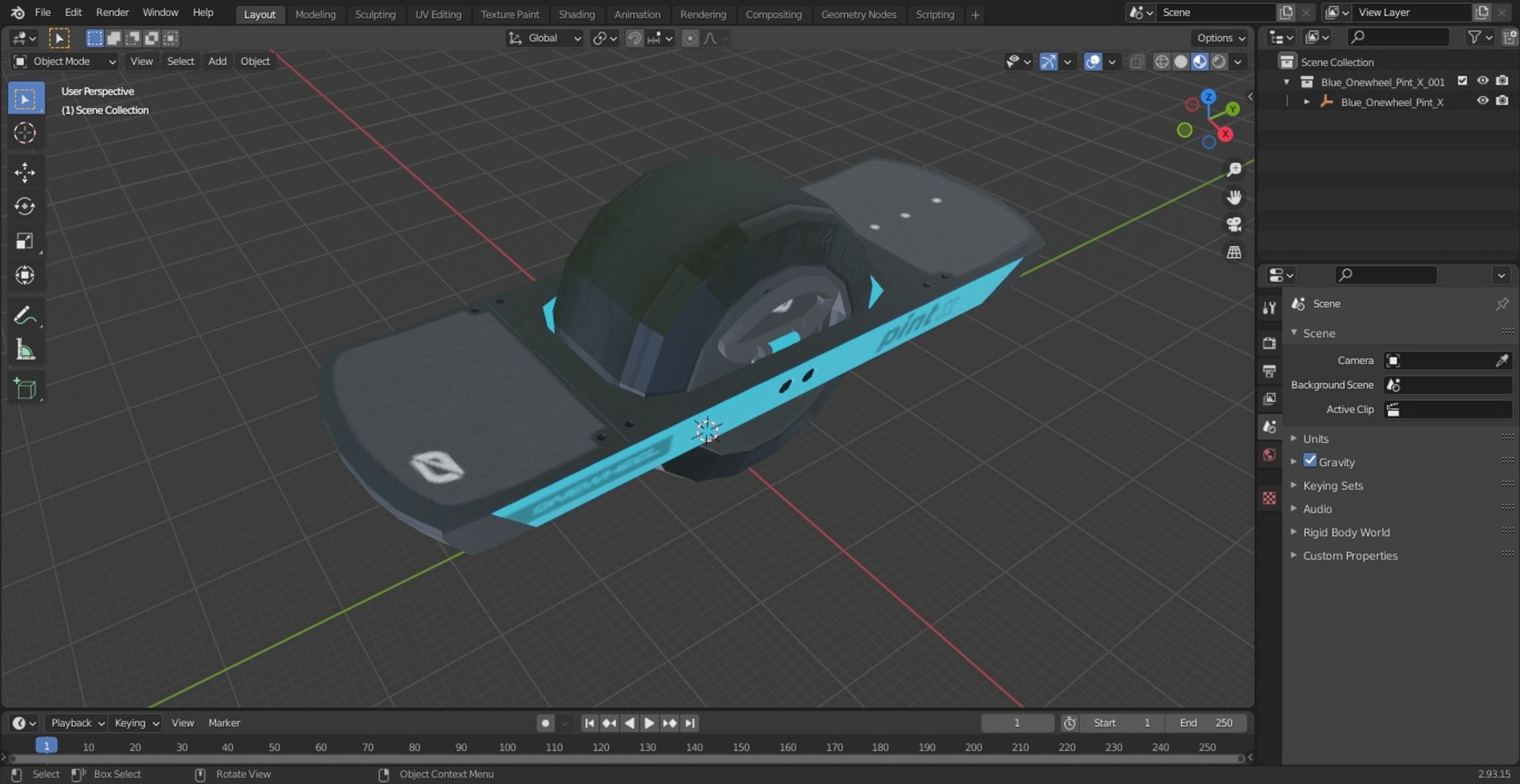 3D Blue Onewheel Pint X model - TurboSquid 2045402