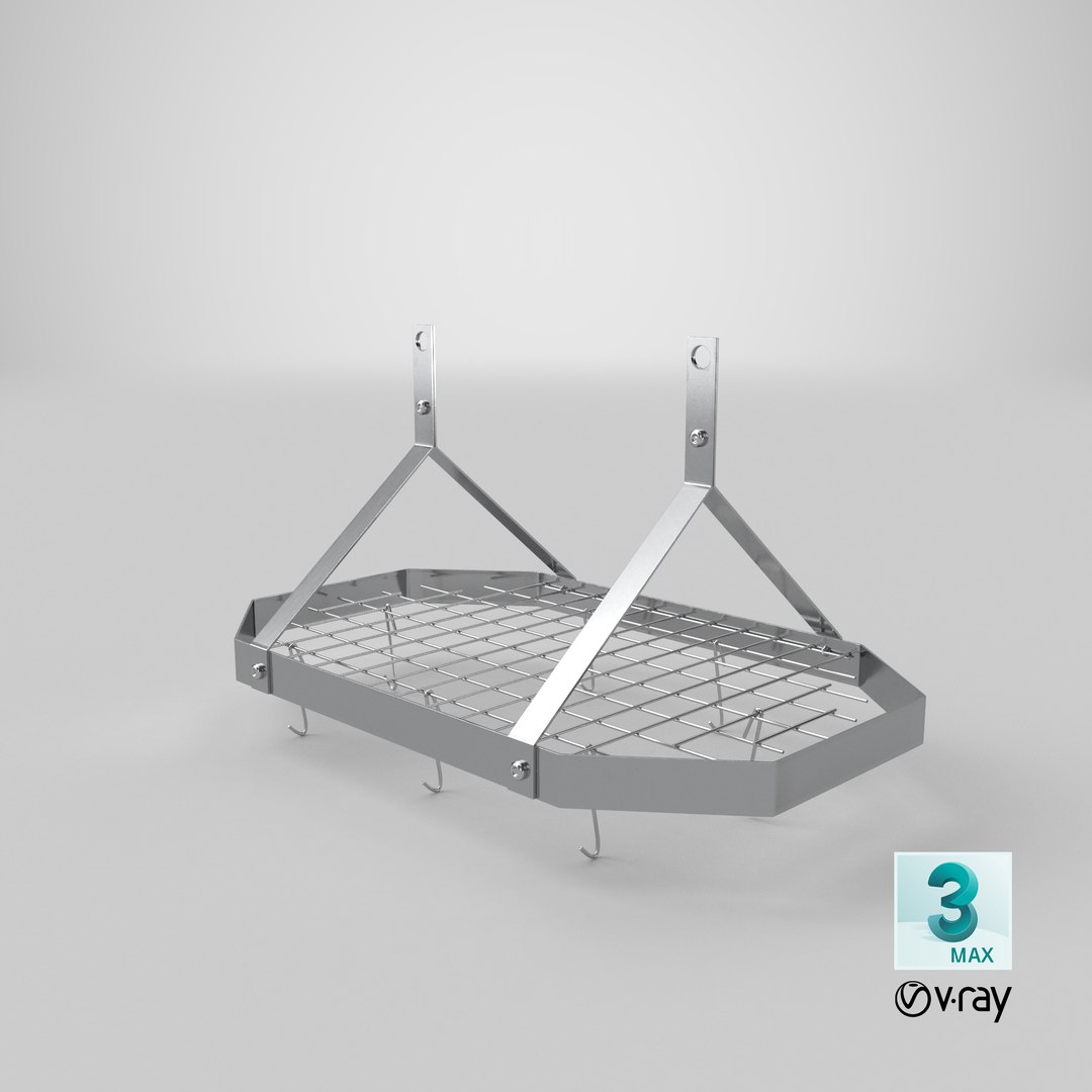 3D Model Kitchen-pan-rack-02---rack - TurboSquid 1315201