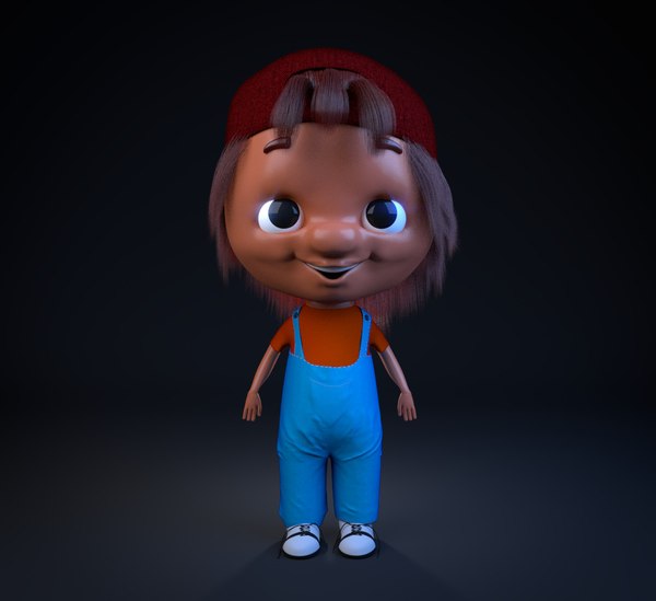 3d red cap kid