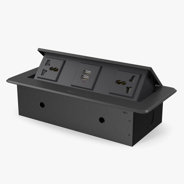 Connection Box Tabletop Universal Socket USB Charger Black model ...
