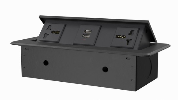 Connection Box Tabletop Universal Socket USB Charger Black model ...
