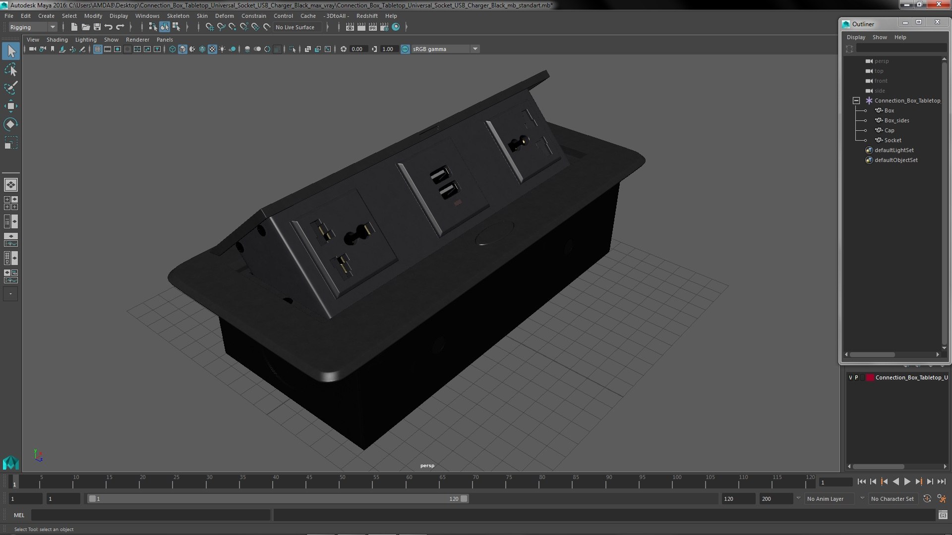 Connection Box Tabletop Universal Socket USB Charger Black Model ...