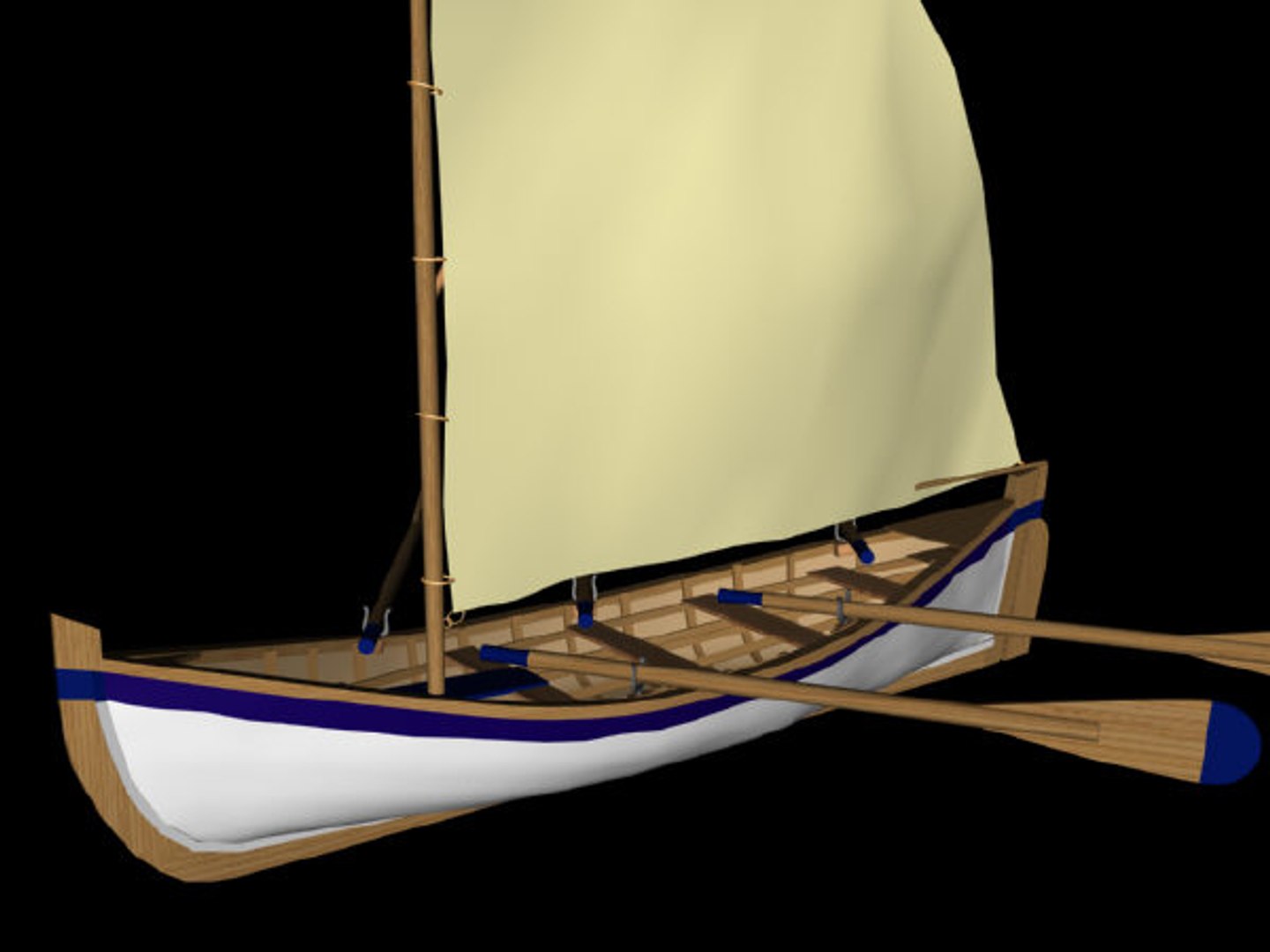 Row Boat Sail 3d Model