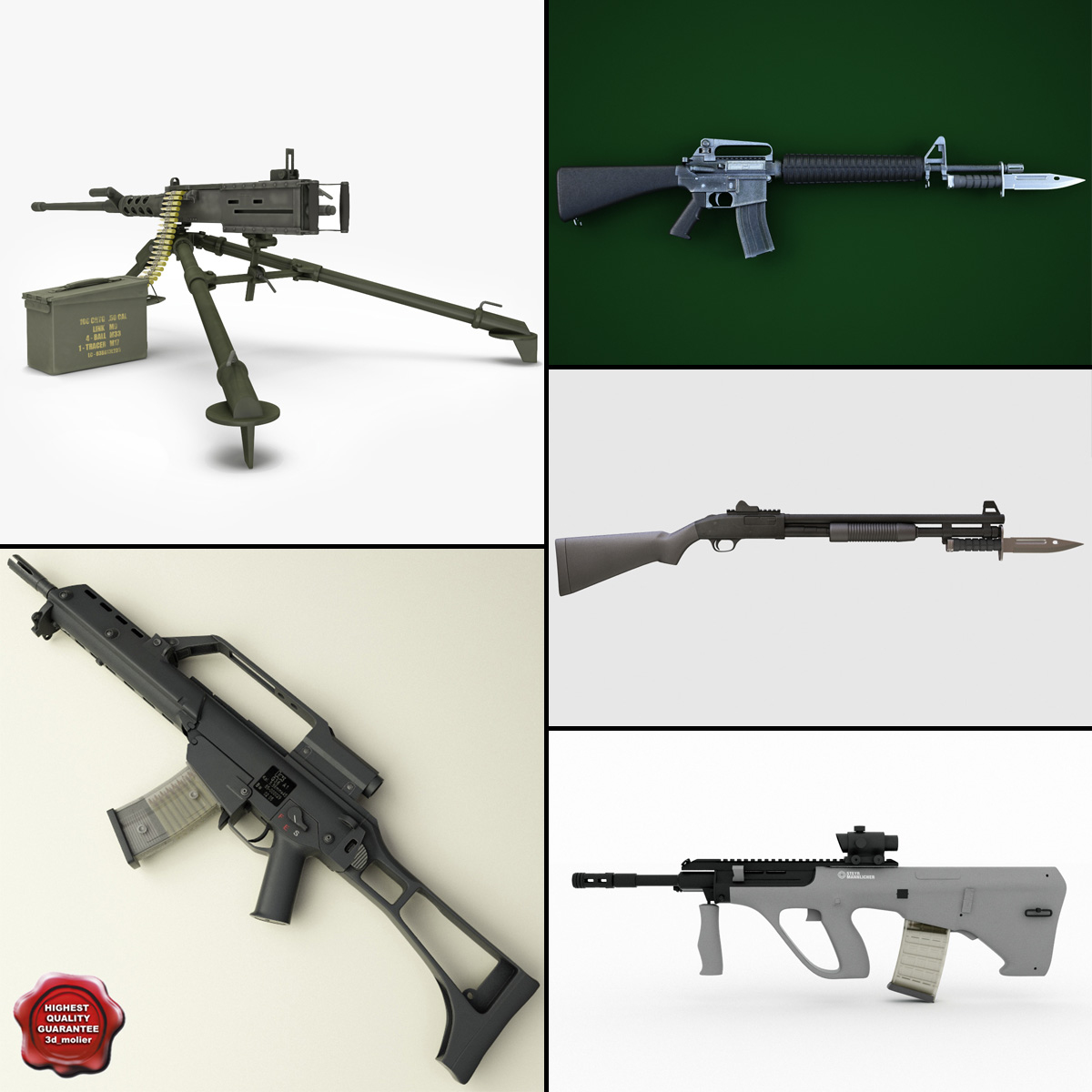 machine guns 6 3d model
