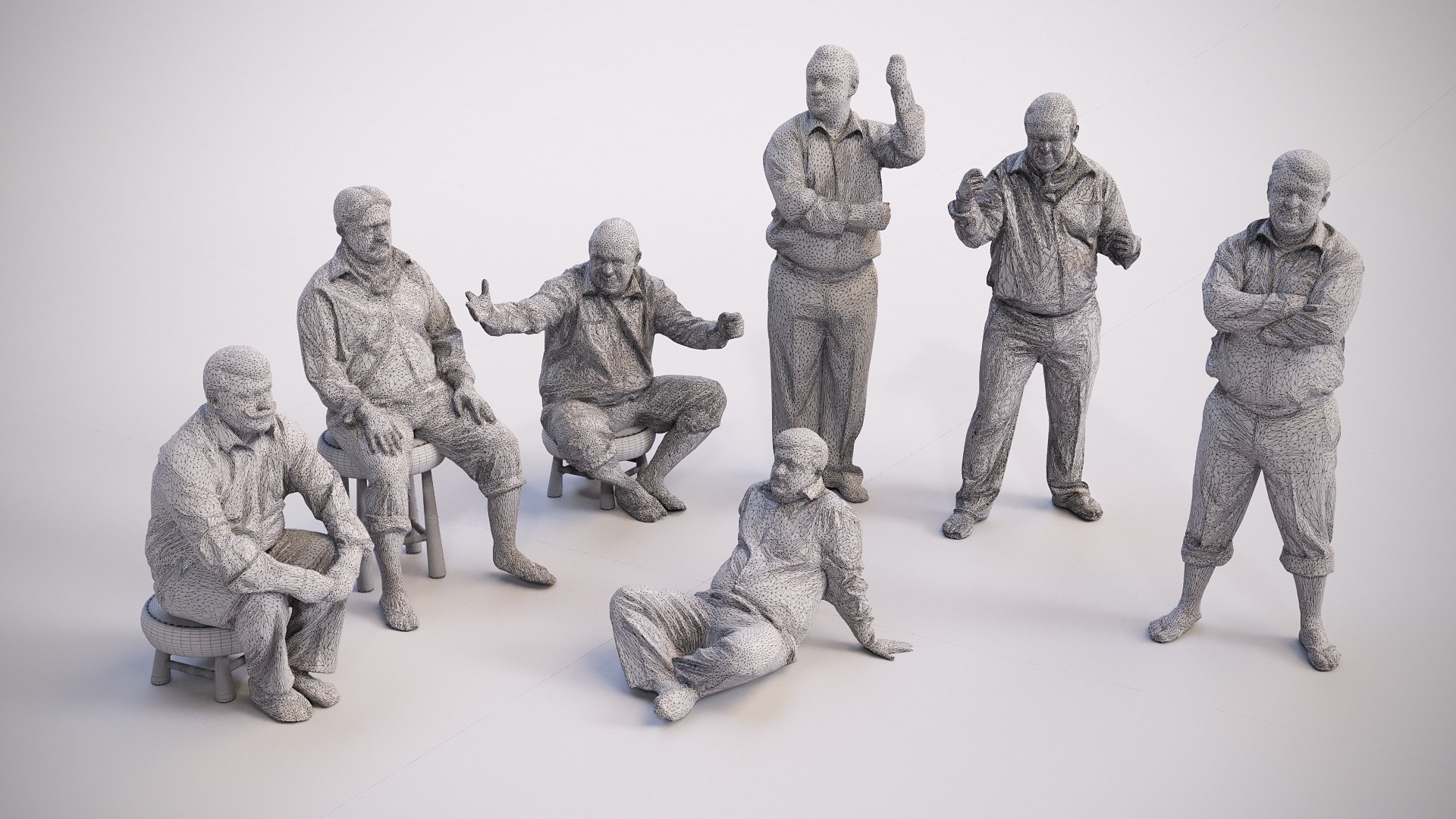 3D Man 3D Scan Multiple Poses Pack Crowd - TurboSquid 2080590