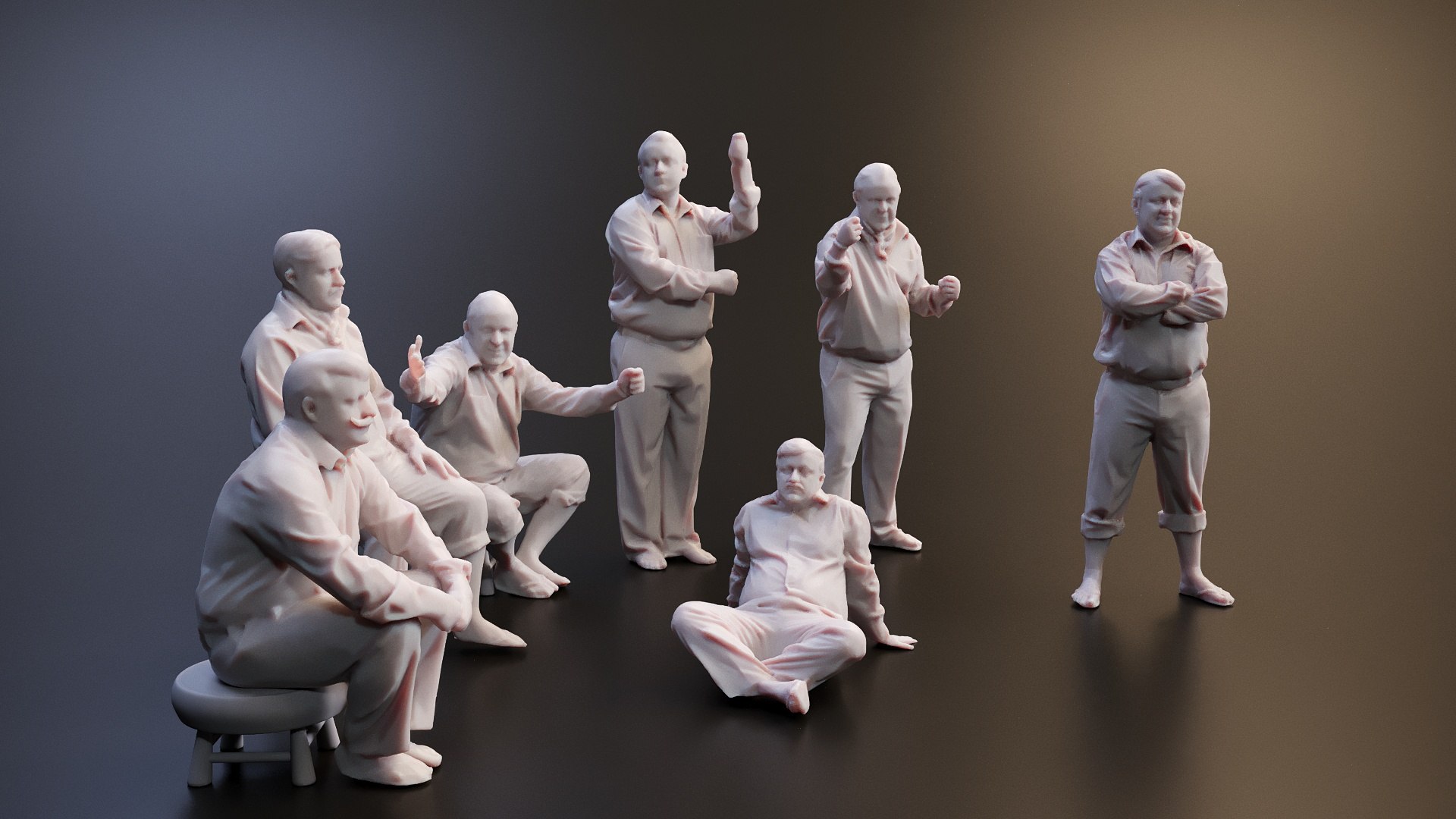 3D Man 3D Scan Multiple Poses Pack Crowd - TurboSquid 2080590