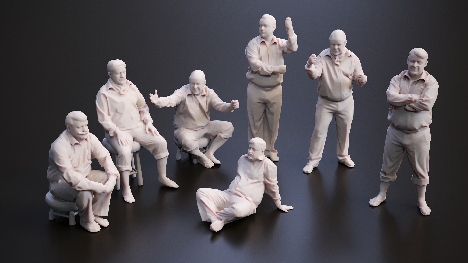 3D Man 3D Scan Multiple Poses Pack Crowd - TurboSquid 2080590
