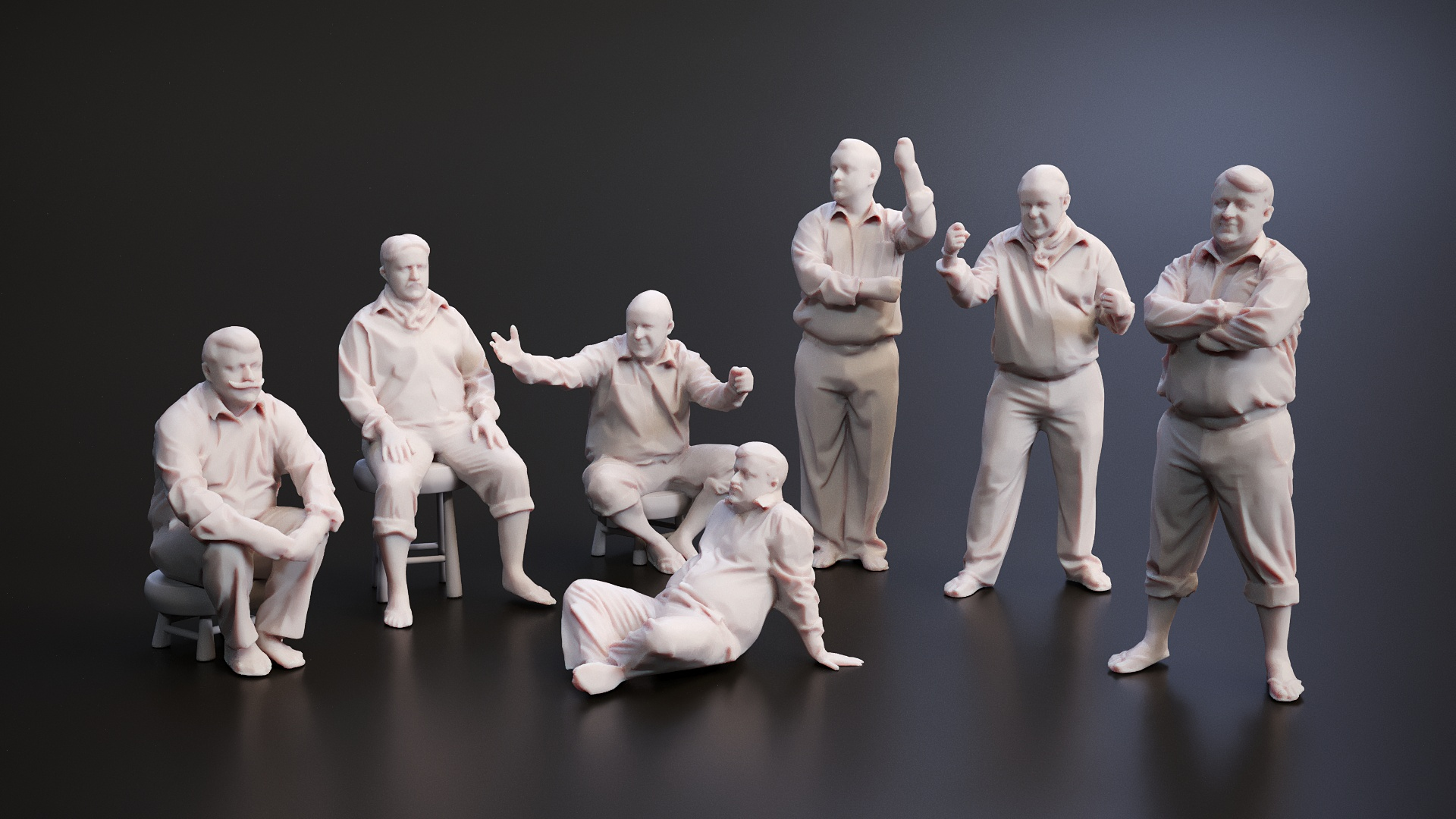 3D Man 3D Scan Multiple Poses Pack Crowd - TurboSquid 2080590
