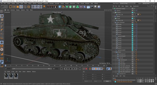 modèle 3D de Char de combat M4 Sherman truqué pour Cinema 4D ...