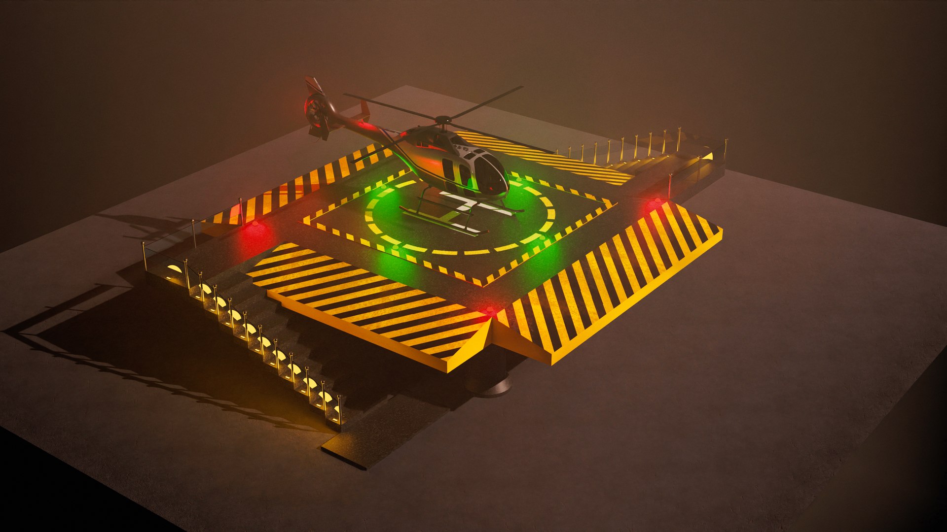 3D Helipad With Helicopter - TurboSquid 1854776