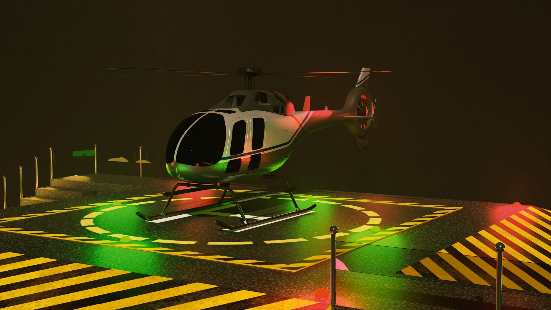 3D Helipad With Helicopter - TurboSquid 1854776