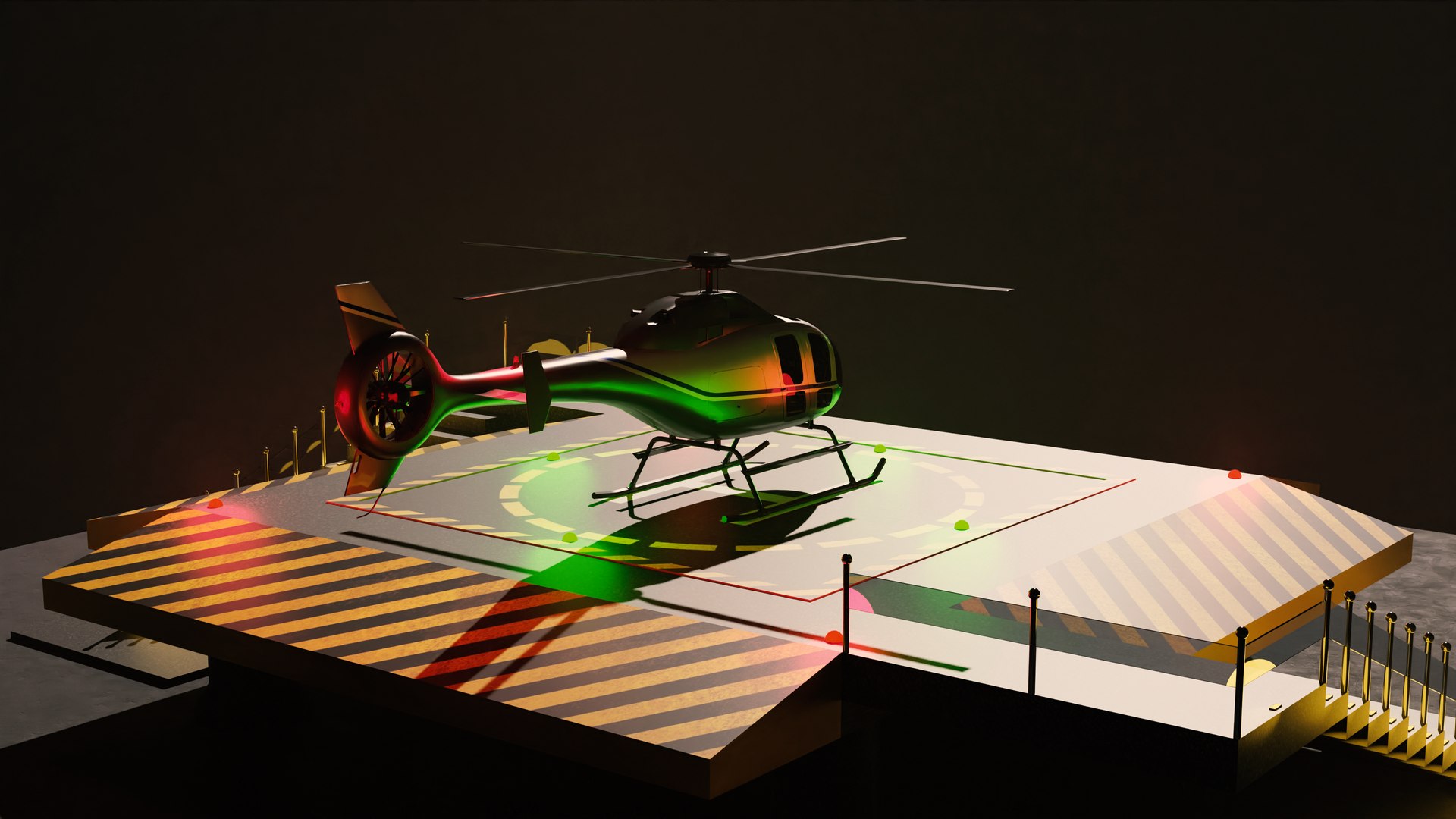 3D Helipad With Helicopter - TurboSquid 1854776