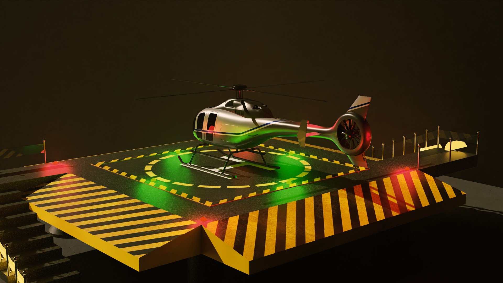 3D Helipad With Helicopter - TurboSquid 1854776