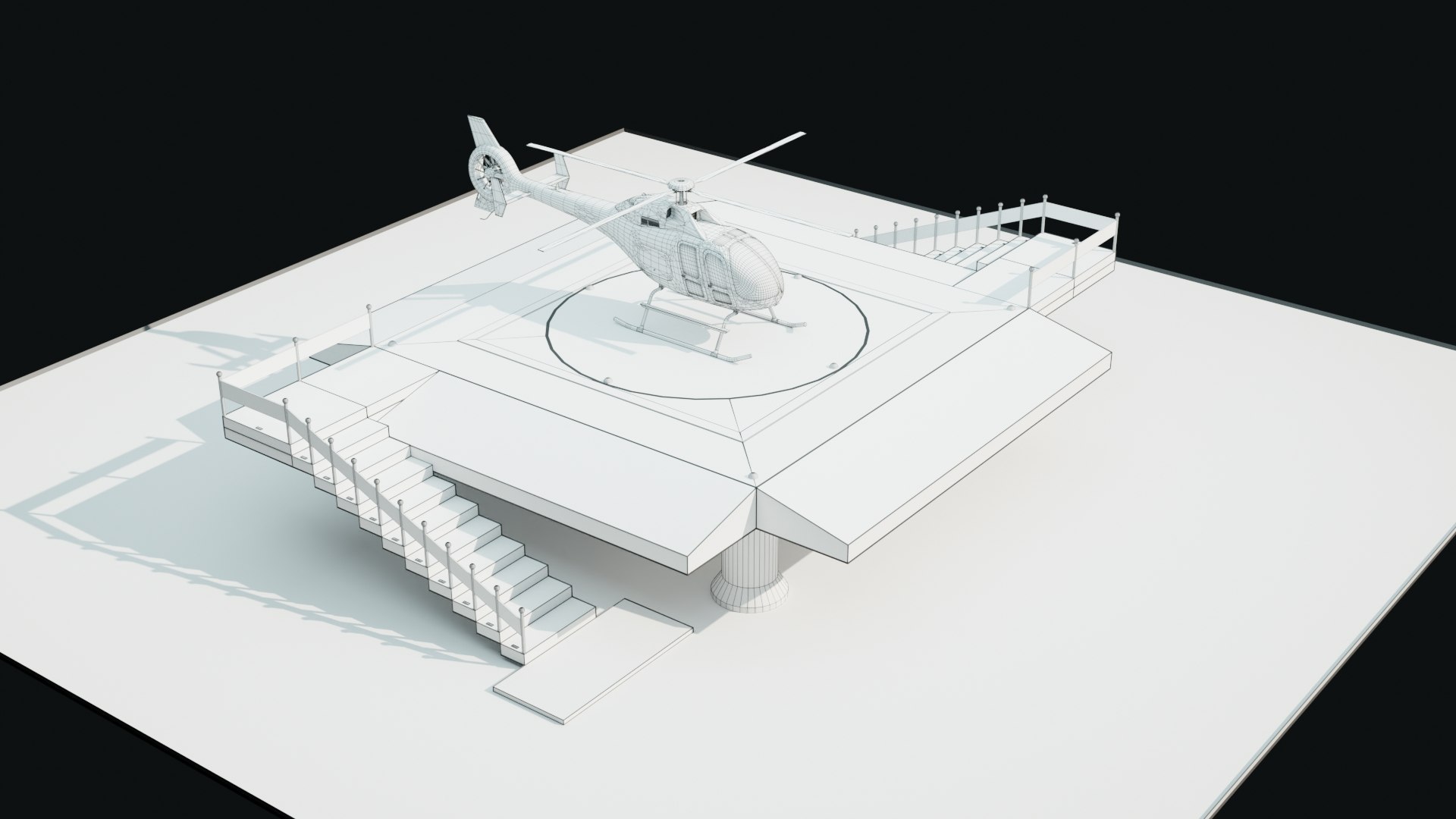 3D Helipad With Helicopter - TurboSquid 1854776