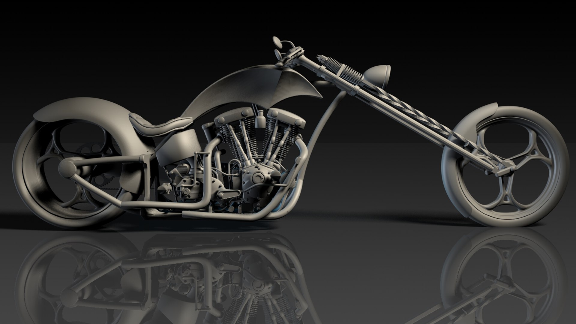 3d Custom Chopper Model