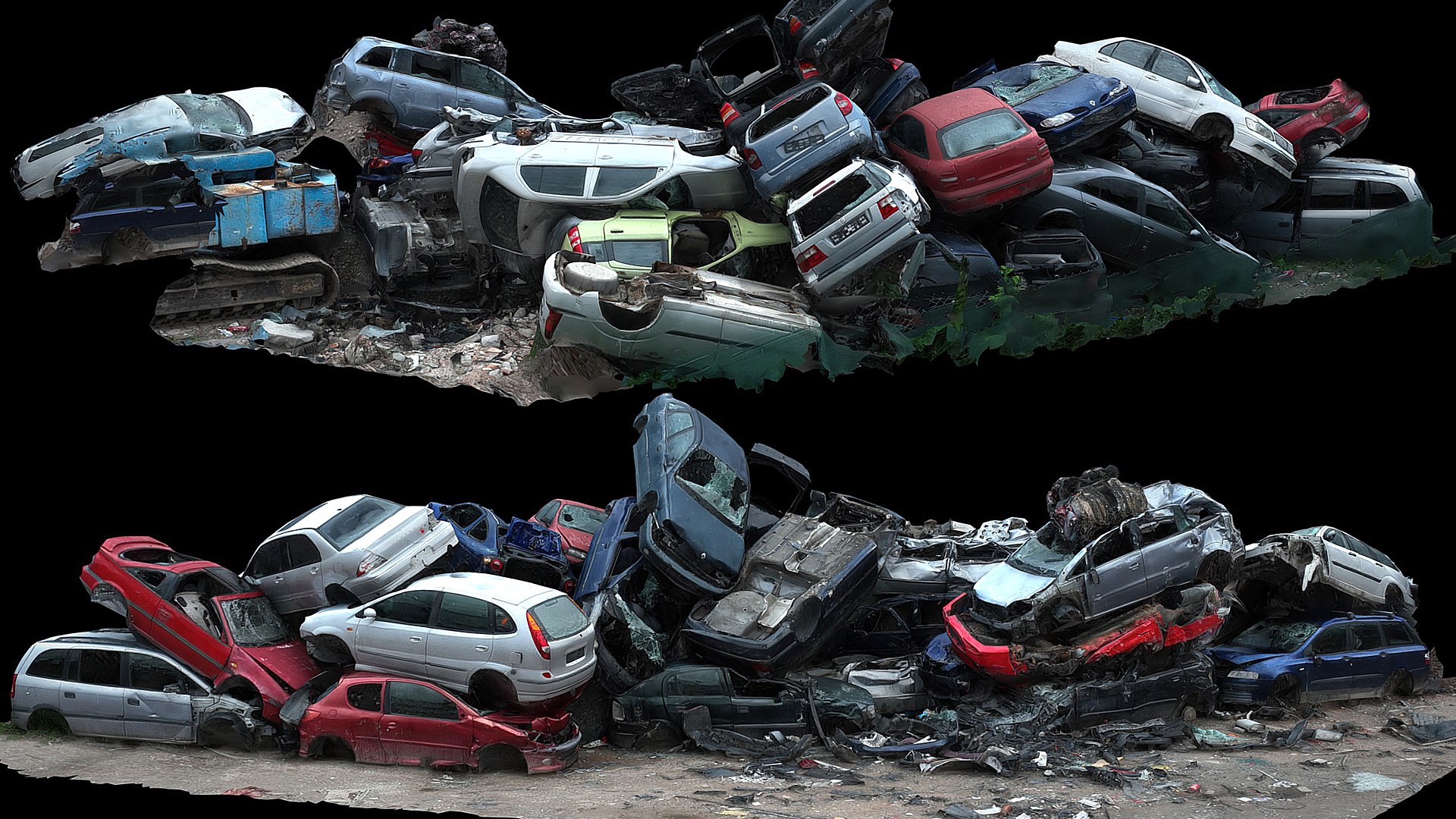 3D Cars Wreckage Destroyed Vehicles Junkyard Photogrammetry Model ...