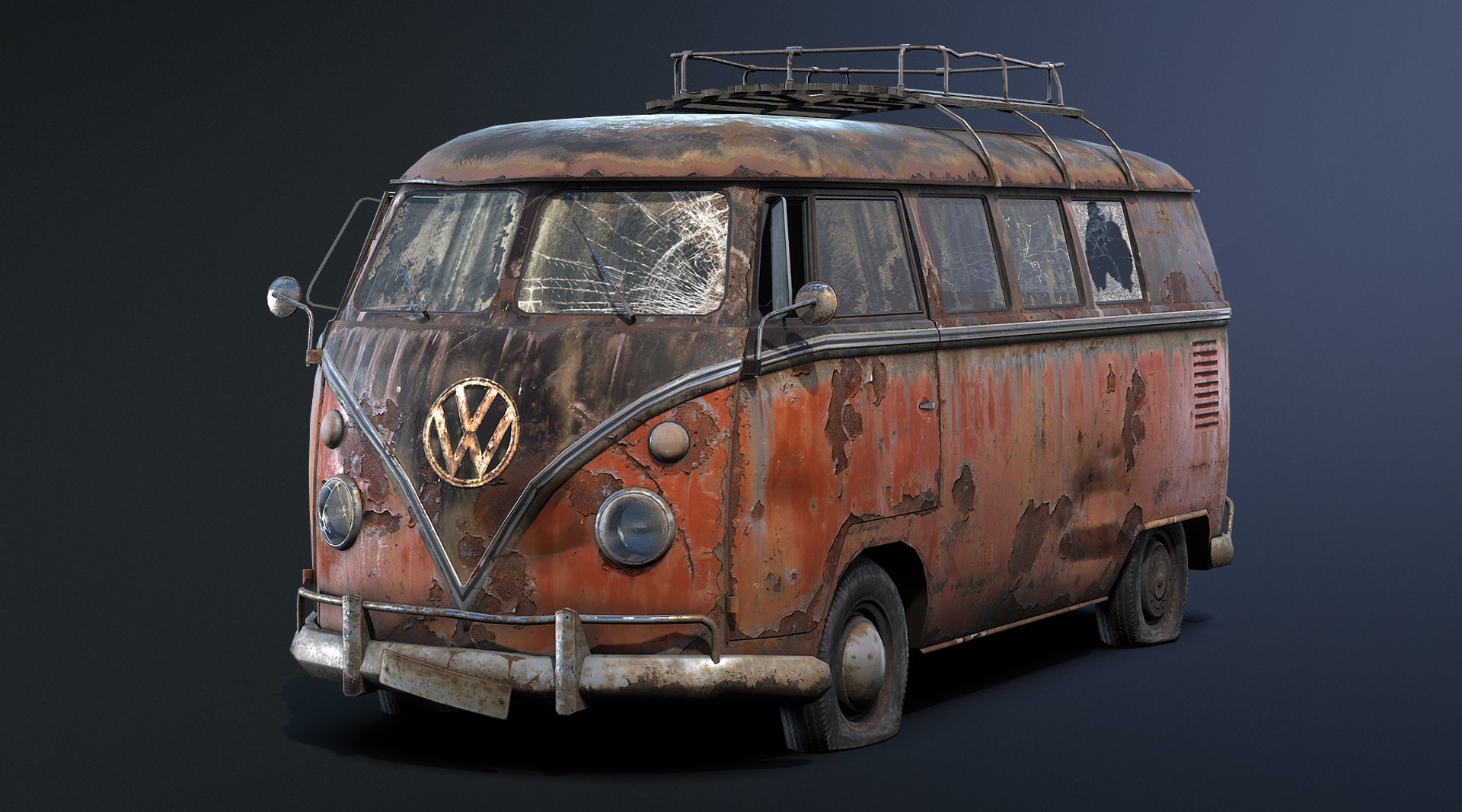 3D Low-poly Rusty Volkswagen T1 Model - TurboSquid 1322709