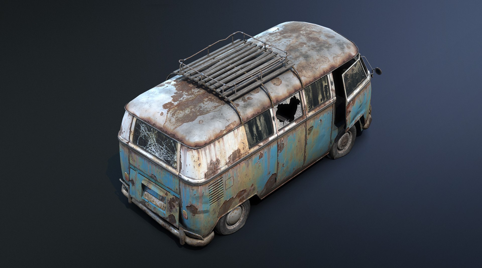 3D Low-poly Rusty Volkswagen T1 Model - TurboSquid 1322709